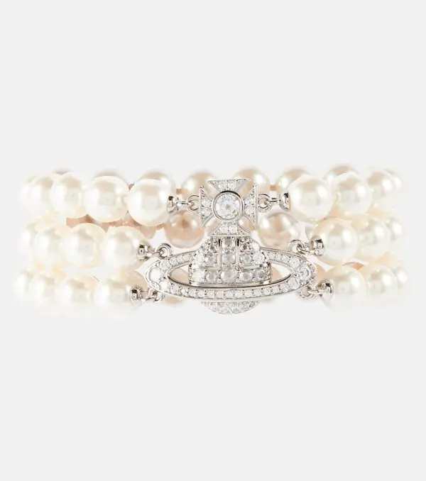 VIVIENNE WESTWOOD Graziella Embellished Faux Pearl Bracelet - Silver