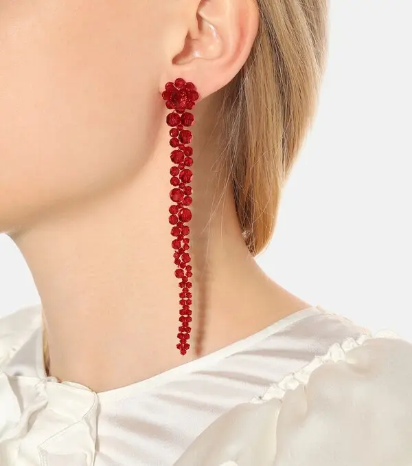 Simone Rocha Crystal Dangle Earrings - Red