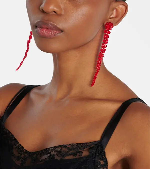Simone Rocha Crystal Dangle Earrings - Red