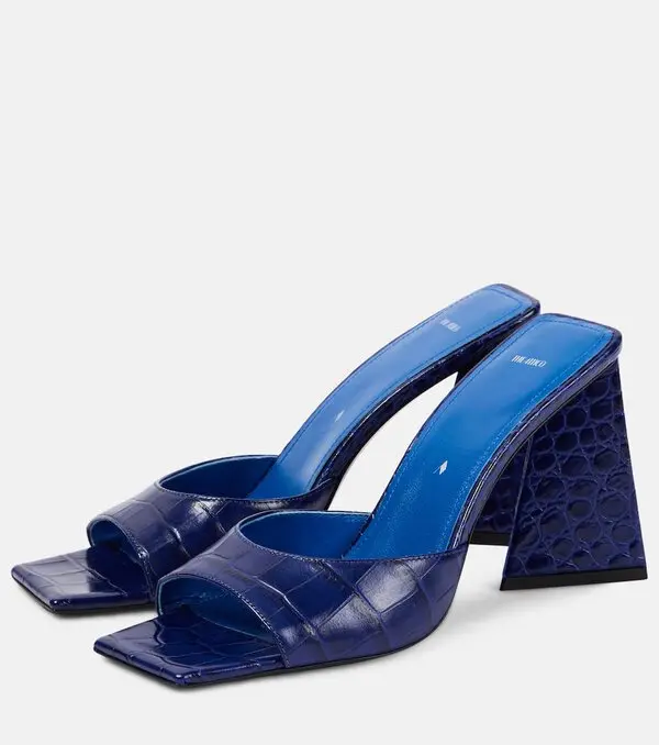 Attico Mini Devon 85 Croc-effect Leather Mules
