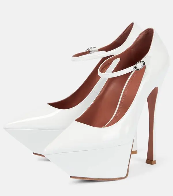 Amina Muaddi Patent Leather Platform Mary Jane Pumps
