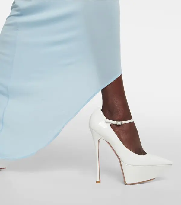 Amina Muaddi Patent Leather Platform Mary Jane Pumps