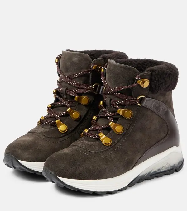 See By Chloé Brett Shearling-trimmed Suede Hiking Boots