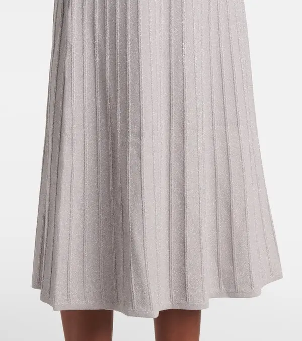 Veronica Beard Nami Knitted Lame Midi Dress - Silver