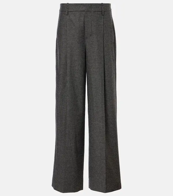Vince Checked High-rise Wide-leg Pants
