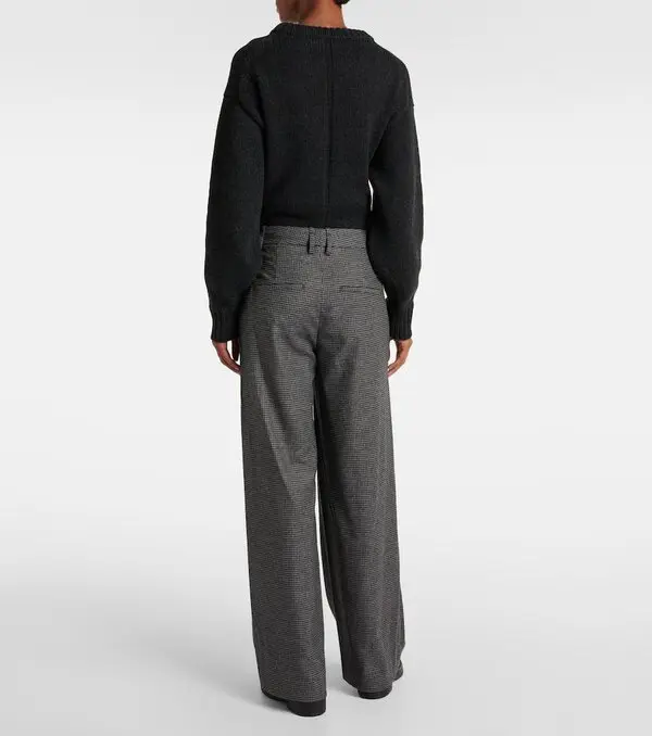 Vince Checked High-rise Wide-leg Pants