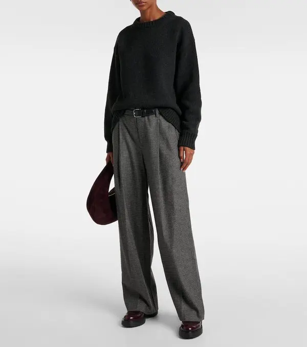 Vince Checked High-rise Wide-leg Pants