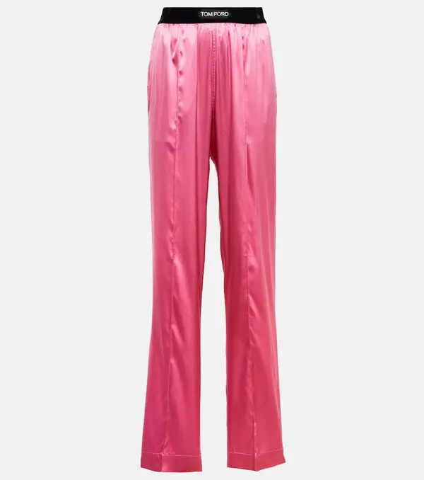 TOM FORD High-rise Silk-blend Satin Pants - Pink