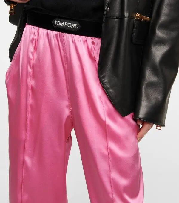TOM FORD High-rise Silk-blend Satin Pants - Pink