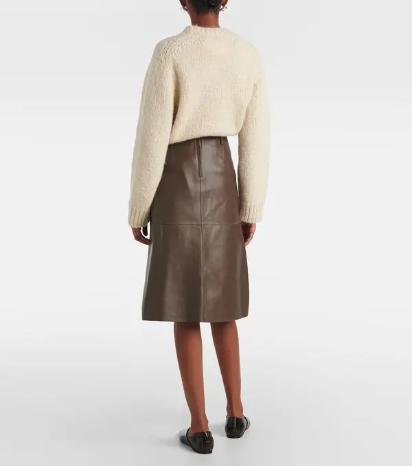 TOTEME Leather Midi Skirt