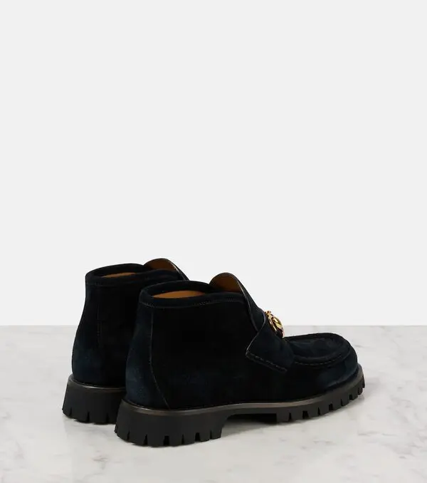 Gucci Horsebit Suede Ankle Boots - Black