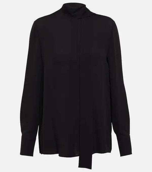 Valentino Garavani Tie-neck Silk Georgette Blouse - Black