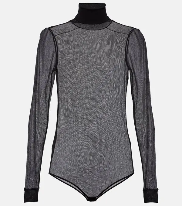 MAISON MARGIELA Mockneck Sheer Mesh Bodysuit