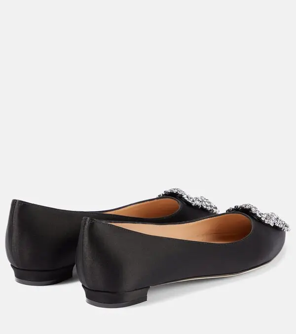 Manolo Blahnik Hangisiflat Embellished Ballet Flats - Black
