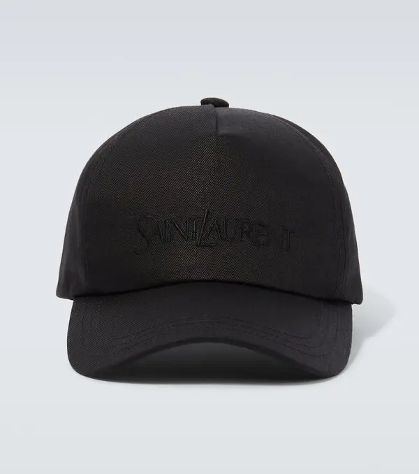 Saint Laurent Logo Gabardine Baseball Cap - Black