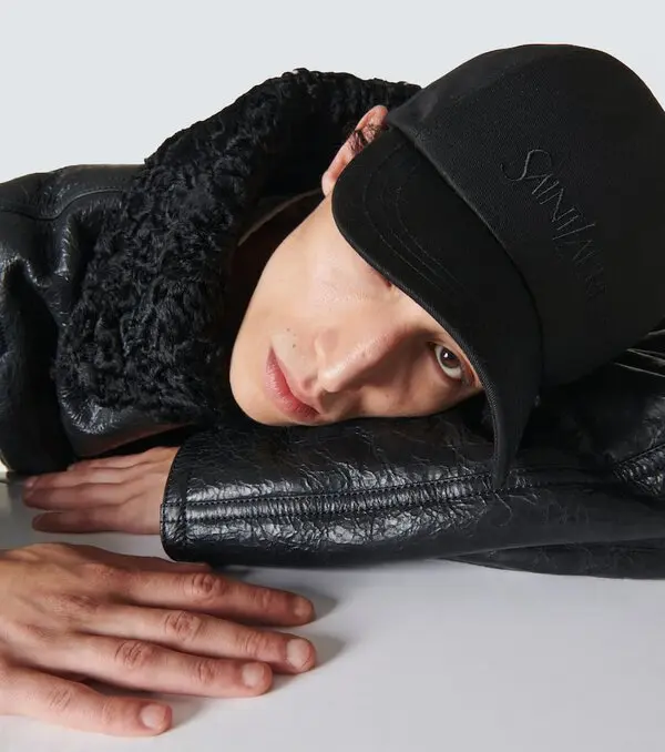 Saint Laurent Logo Gabardine Baseball Cap - Black