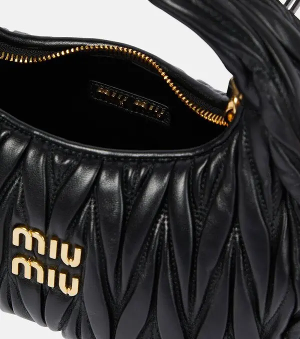 Miu Miu Miu Wander Matelasse Leather Shoulder Bag - Black