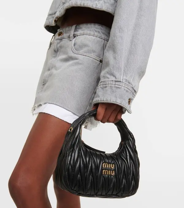 Miu Miu Miu Wander Matelasse Leather Shoulder Bag - Black