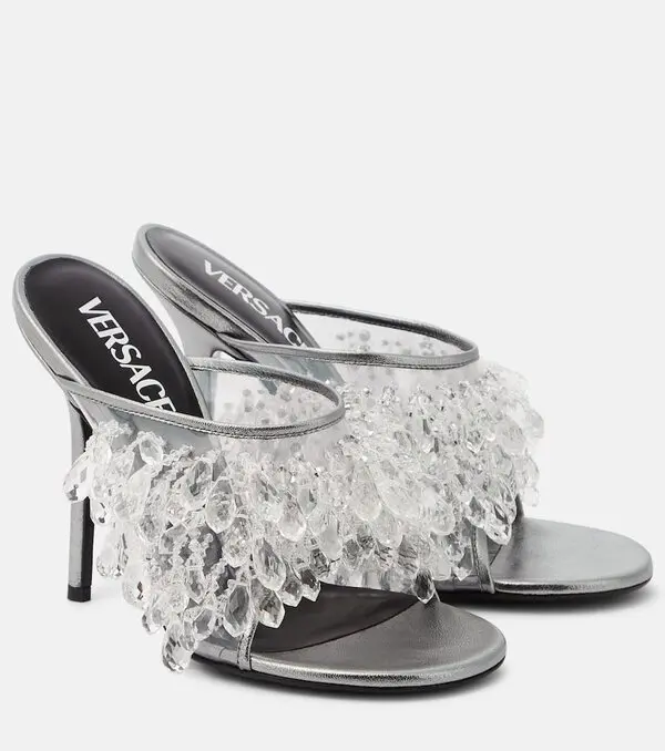 Versace Embellished Pvc Mules