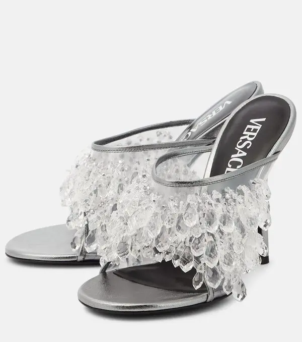 Versace Embellished Pvc Mules