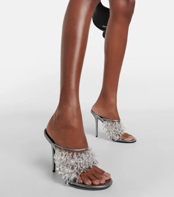Versace Embellished Pvc Mules