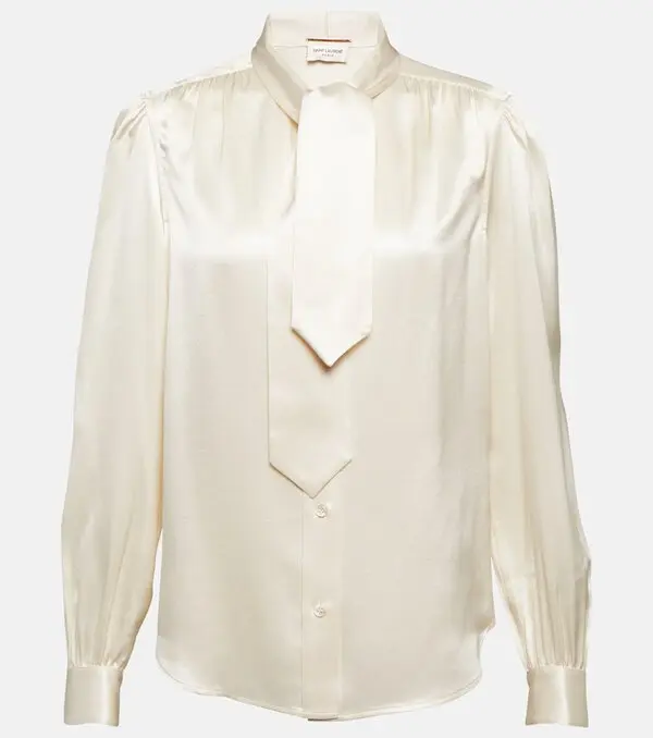 Saint Laurent Tie-neck Silk Satin Blouse