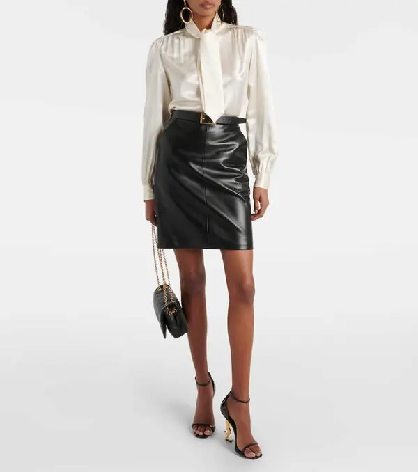 Saint Laurent Tie-neck Silk Satin Blouse