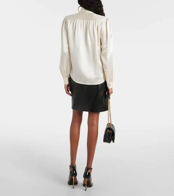 Saint Laurent Tie-neck Silk Satin Blouse