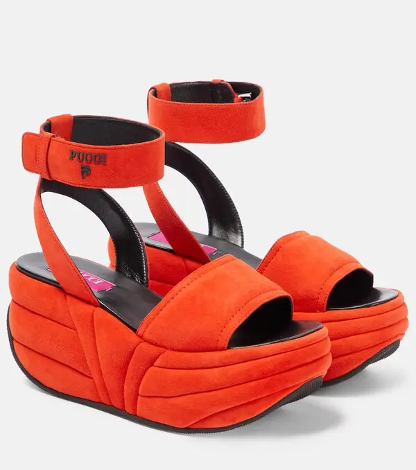 Emilio Pucci Pucciami Suede Wedge Sandals