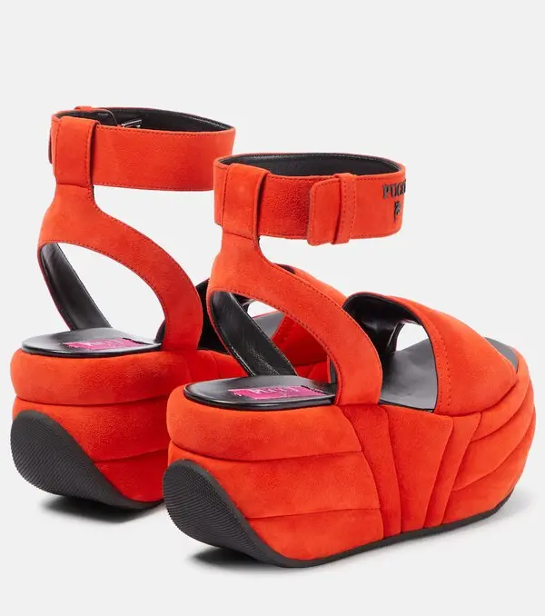 Emilio Pucci Pucciami Suede Wedge Sandals