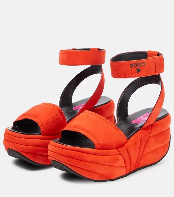 Emilio Pucci Pucciami Suede Wedge Sandals