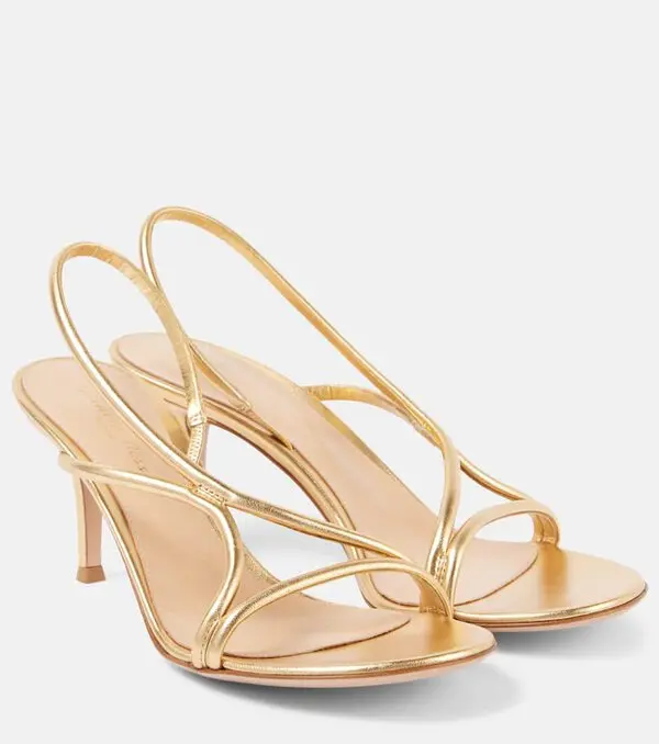GIANVITO ROSSI Metallic Leather Sandals - Gold