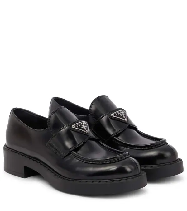 Prada Platform Leather Loafers - Black