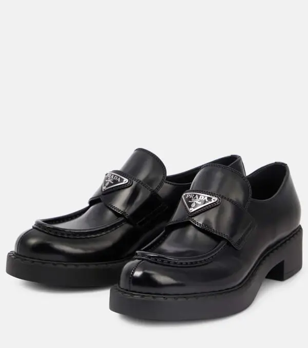 Prada Platform Leather Loafers - Black