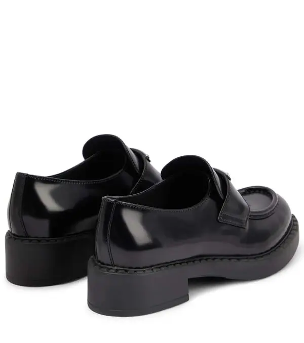 Prada Platform Leather Loafers - Black