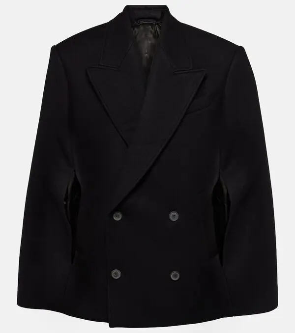 Wardrobe.NYC Double-breasted Cropped Virgin Wool Cape