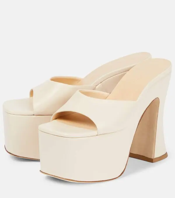 Magda Butrym Leather Platform Mules - Neutrals