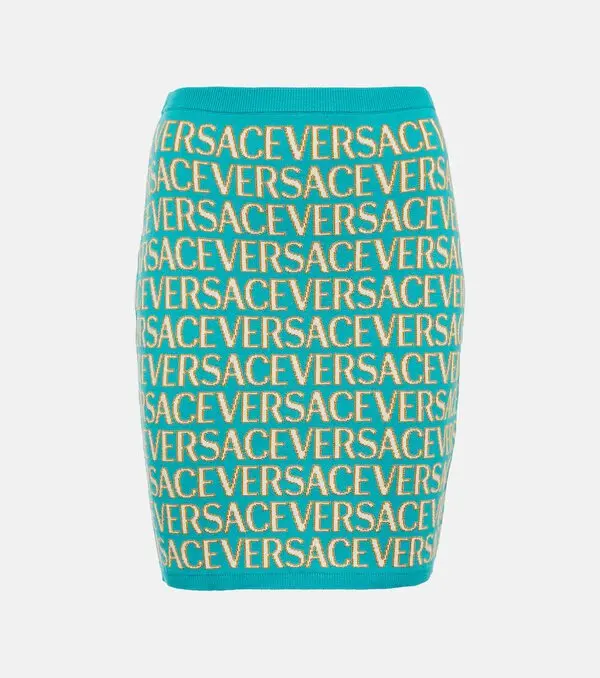 Versace Allover Cotton-blend Miniskirt