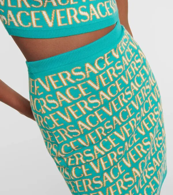 Versace Allover Cotton-blend Miniskirt