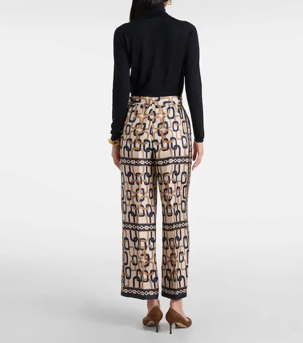 Max Mara Brina Printed Silk Twill Wide-leg Pants - Multicoloured