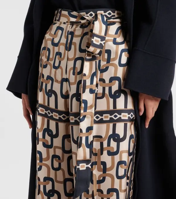 Max Mara Brina Printed Silk Twill Wide-leg Pants - Multicoloured