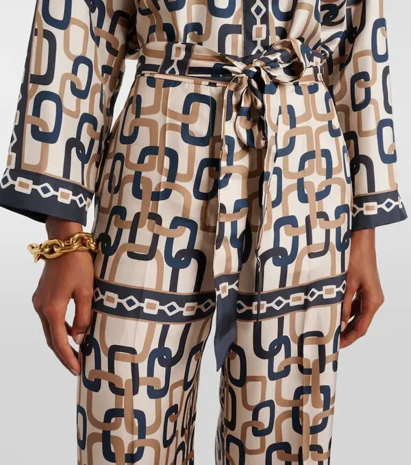 Max Mara Brina Printed Silk Twill Wide-leg Pants - Multicoloured