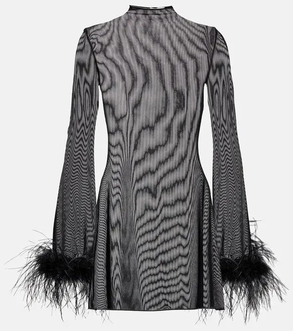 Oseree Feather-trimmed Minidress
