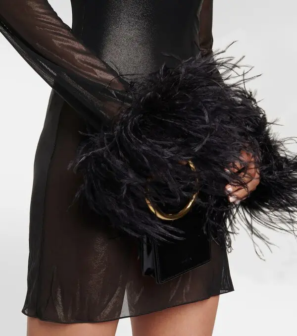 Oseree Feather-trimmed Minidress