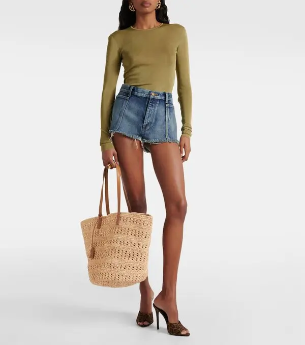 Saint Laurent Panier Medium Raffia Basket Bag
