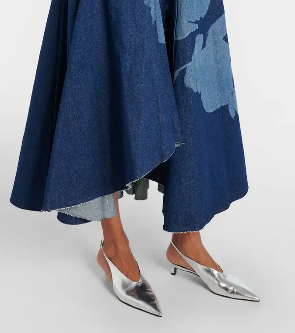 Erdem Floral Printed Denim Midi Dress