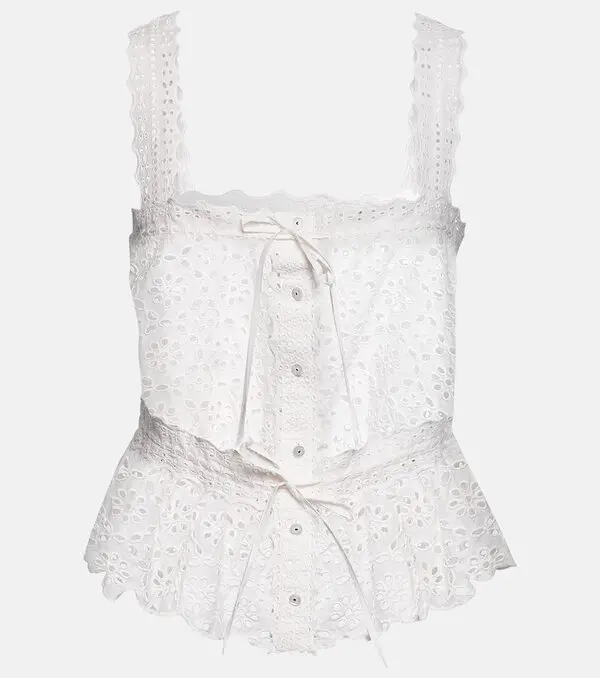Veronica Beard Evert Broderie Anglaise Top - White