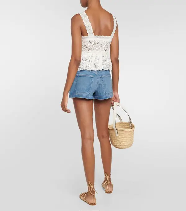 Veronica Beard Evert Broderie Anglaise Cotton Top