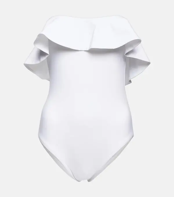 KARLA COLLETTO Ruffle-trimmed Off-shoulder Swimsuit - White