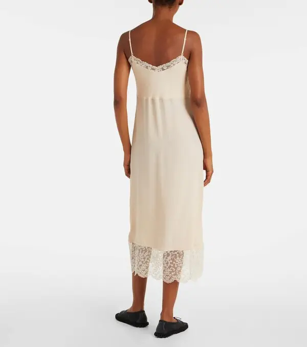 Simone Rocha Crepe De Chine Slip Dress With Lace Trim